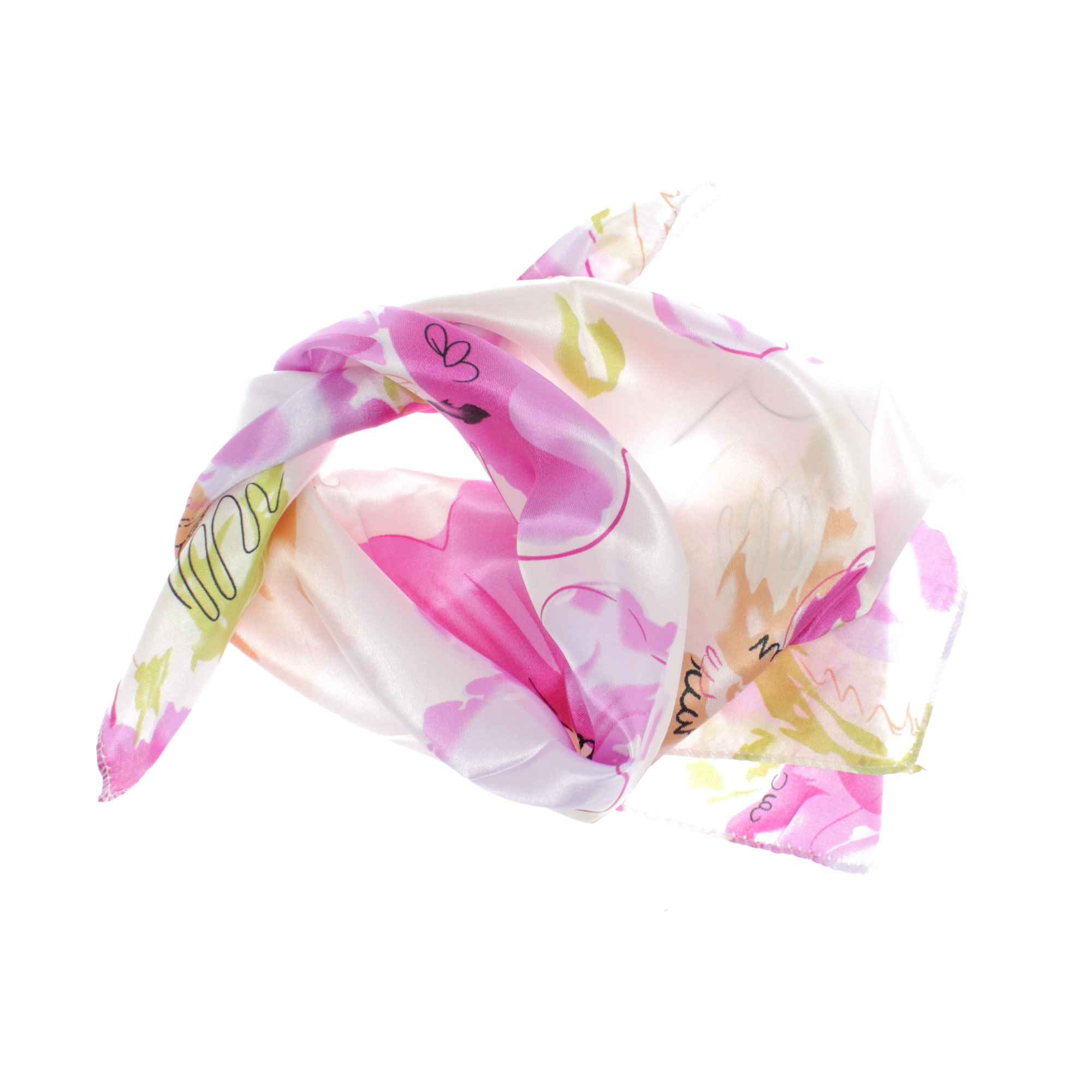 Batic de dama, 50x50 cm, Buticcochet, cu imprimeu floral muticolor, Alb ...