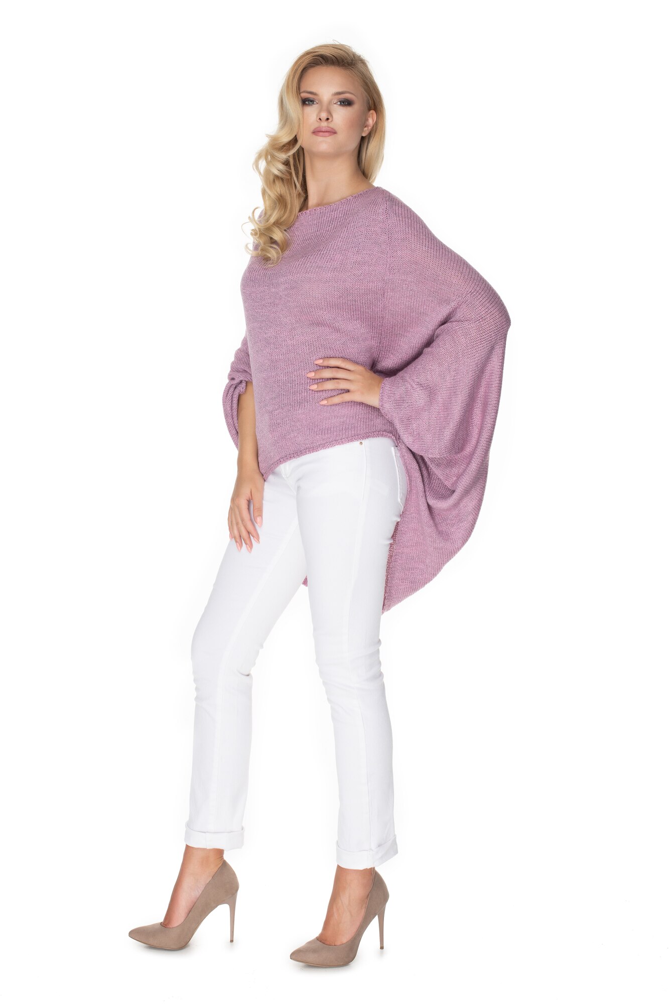 Poncho oversized dama, Acril/Viscoza, Lila, One size - eMAG.ro