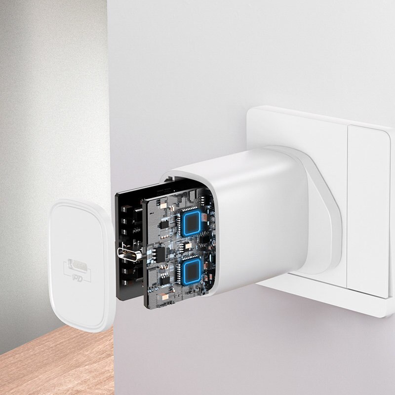 Мрежово зарядно Joyroom L-P201, USB-C, PD, 20W, UK изход, бял - eMAG.bg