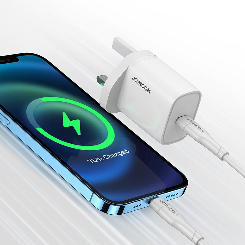 Мрежово зарядно Joyroom L-P201, USB-C, PD, 20W, UK изход, бял - eMAG.bg