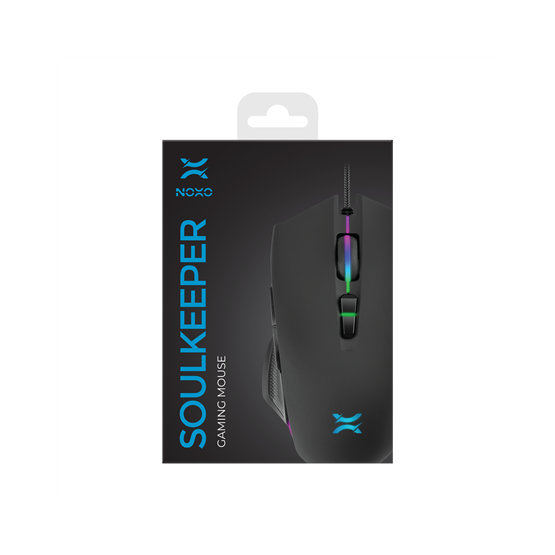 Mouse cu fir, NOXO, Soulkeeper Gaming 6400dpi, RGB, Negru/Albastru ...