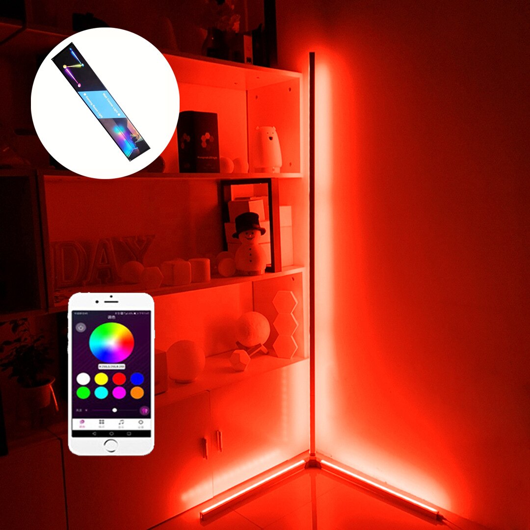 Lampa moderna de colt LED RGB cu telecomanda, lampadar cu joc de lumini ...