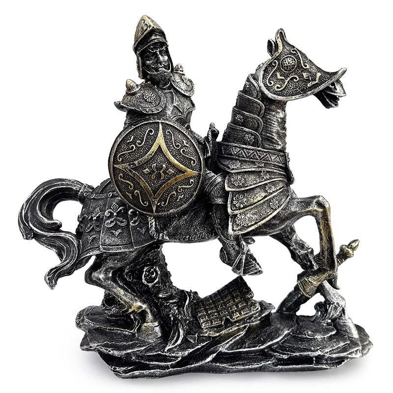 Statueta din rasina reprezentand un calaret in armura cu scut, 29x26 cm ...