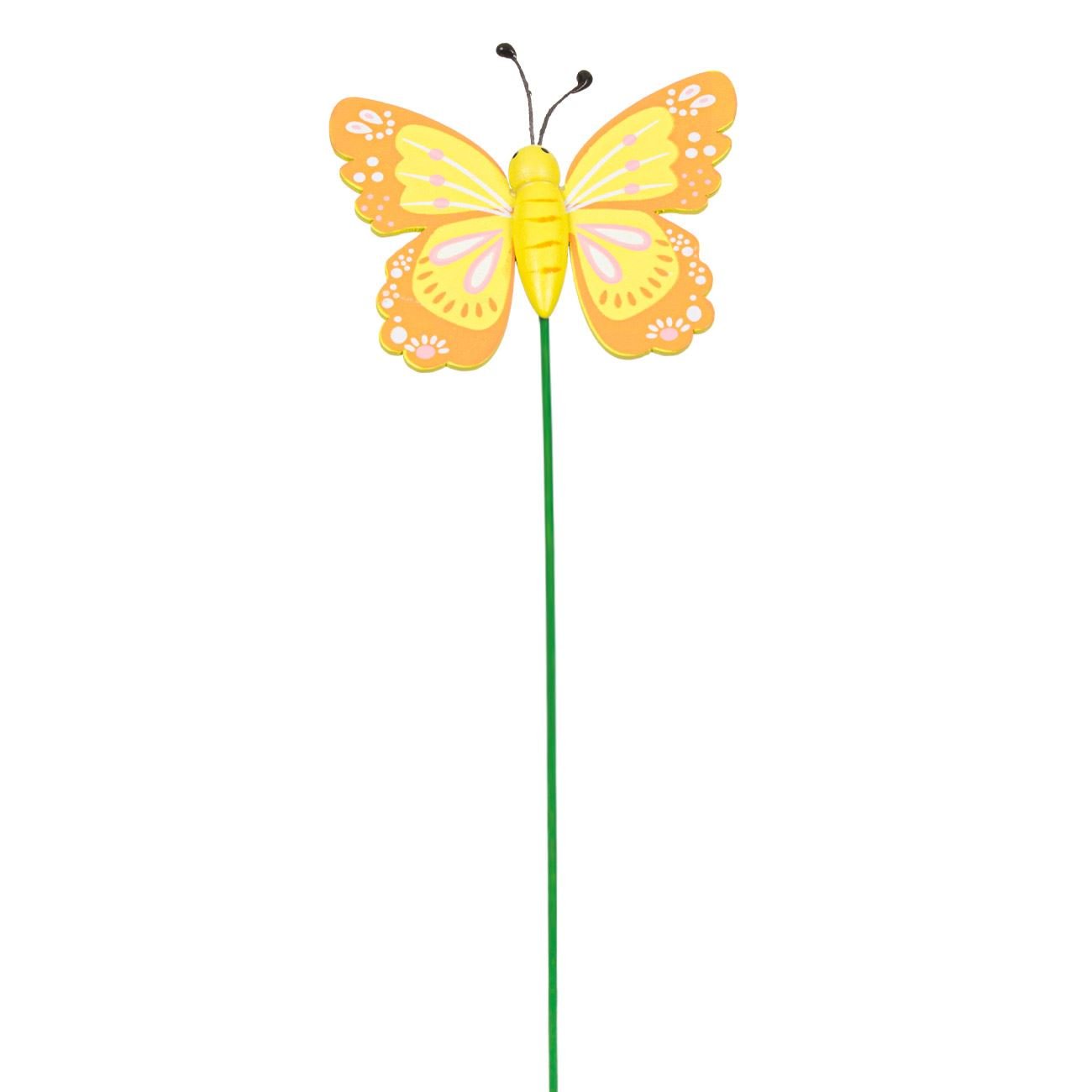 Bat decorativ de lemn cu fluturas galben, 25 cm - eMAG.ro