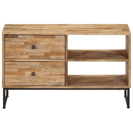 Comoda TV stil rustic, Lemn de tec reciclat, 90 x 30 x 55 cm, Maro ...
