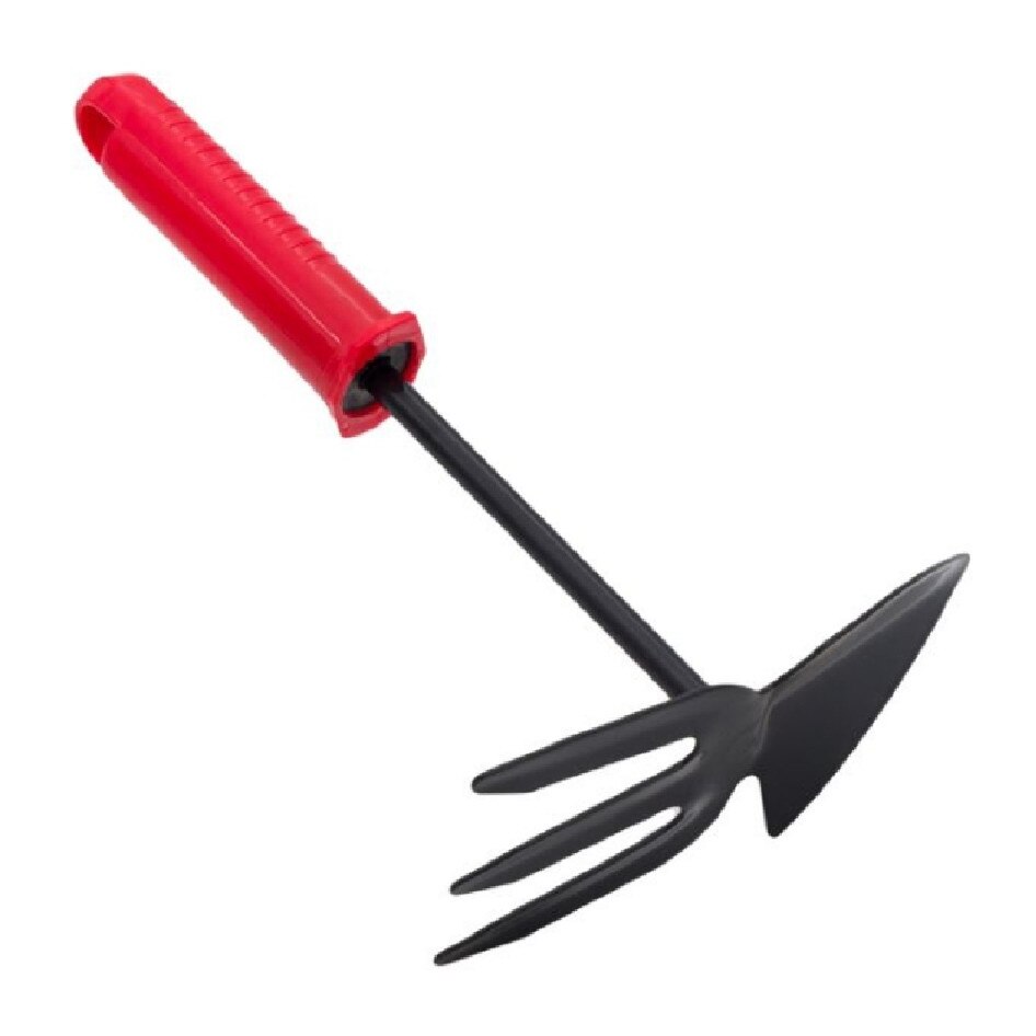 Sapa dubla pentru gradina cu maner rosu si lama neagra, 24 cm, metal ...