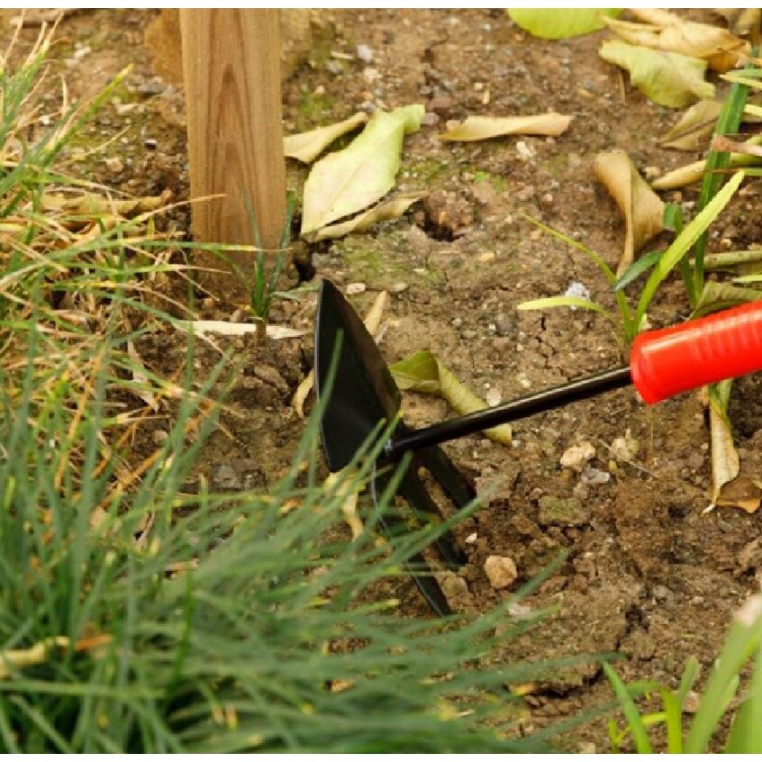 Sapa dubla pentru gradina cu maner rosu si lama neagra, 24 cm, metal ...