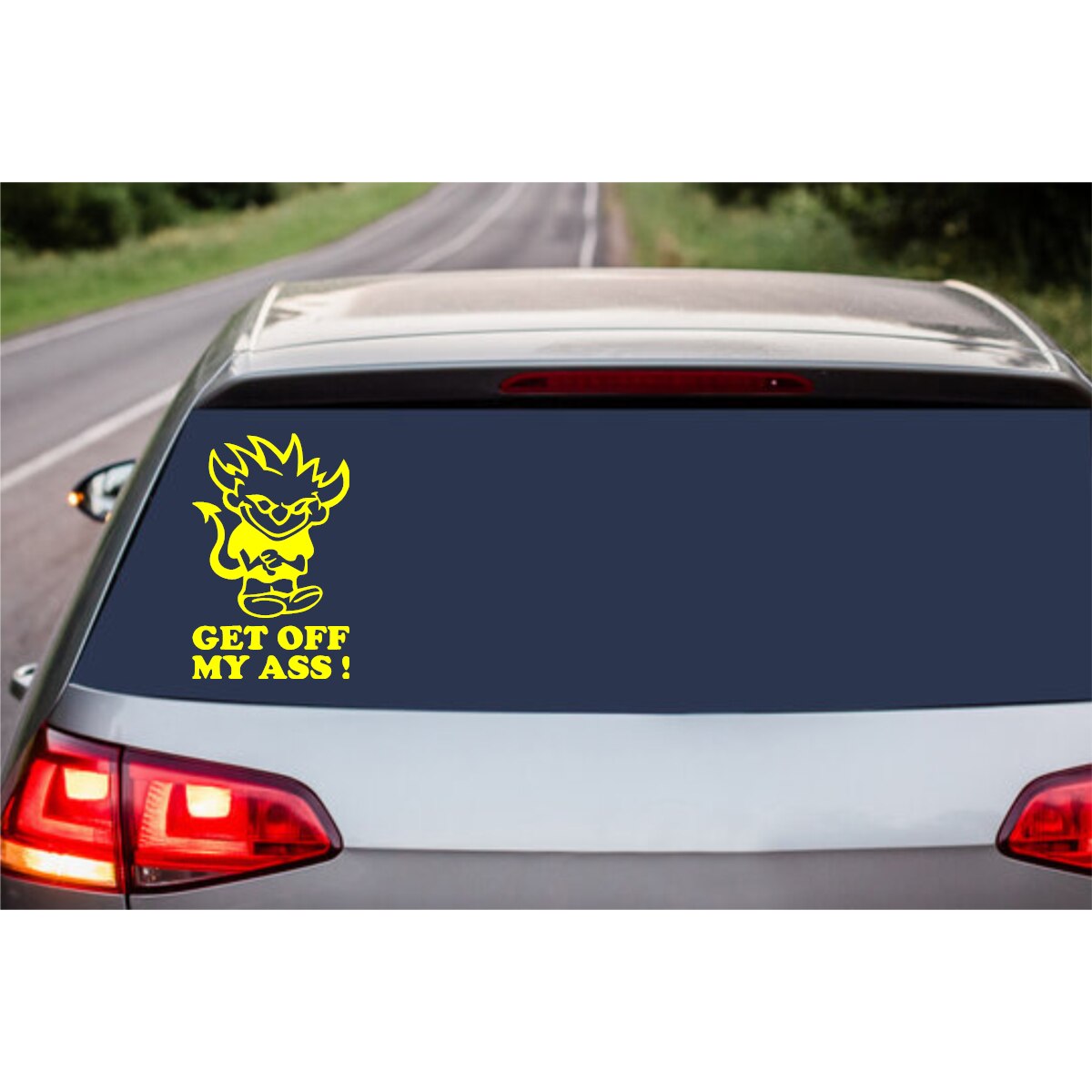Sticker auto "Get off my ass'', 17x10 cm, Galben - eMAG.ro