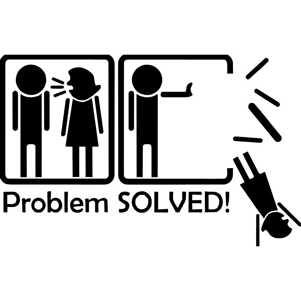 Sticker auto "Problem solved'', 17x10 cm, Negru - eMAG.ro