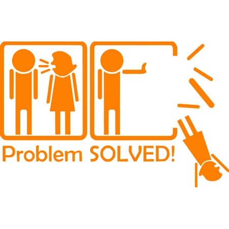 Sticker auto "Problem solved'', 17x10 cm, Portocaliu - eMAG.ro