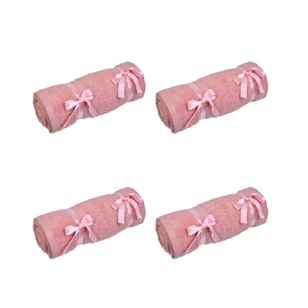 Set 4 prosoape bumbac, roz, 90x50 cm - eMAG.ro