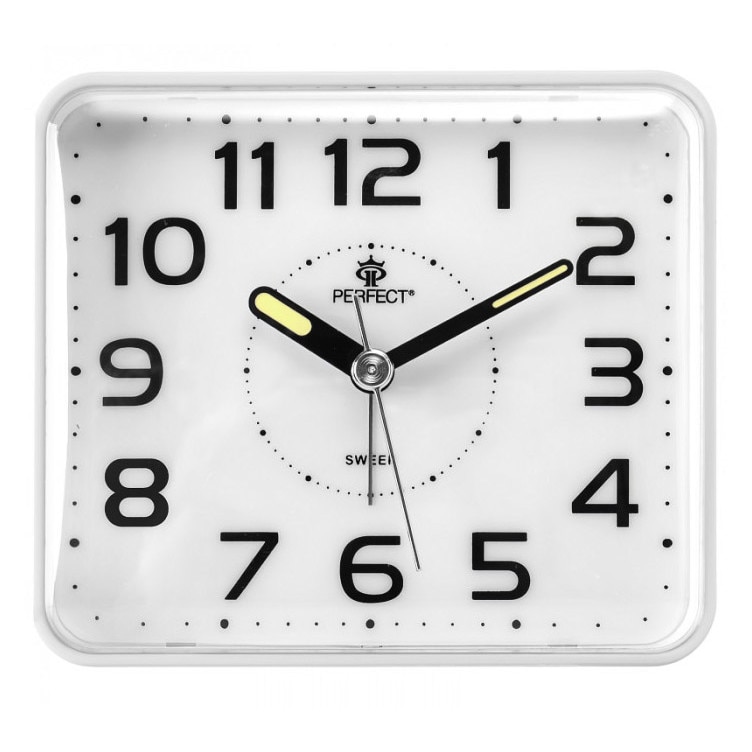 Ceas decorativ desteptator, Perfect, Plastic, 10.5 cm, Alb - eMAG.ro