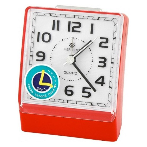 Ceas desteptator decorativ, Perfect, Plastic, 10 cm, Alb/Rosu - eMAG.ro