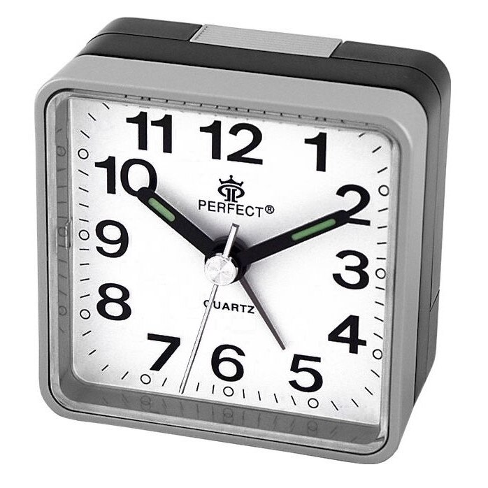 Ceas desteptator, Perfect, Plastic, 5.2 cm, Alb/Argintiu - eMAG.ro