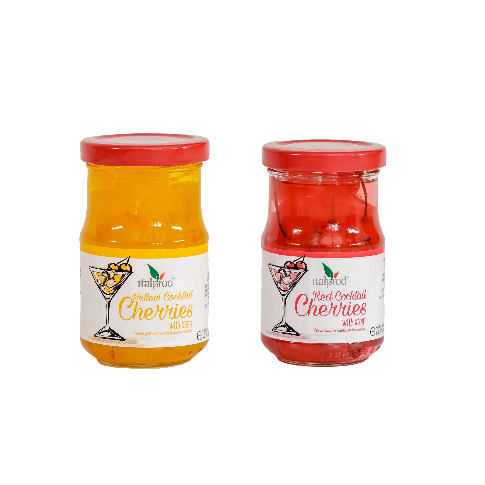 Set borcane Cirese Cocktail cu Codita Rosii la 212 ml si Galbene la 212 ...