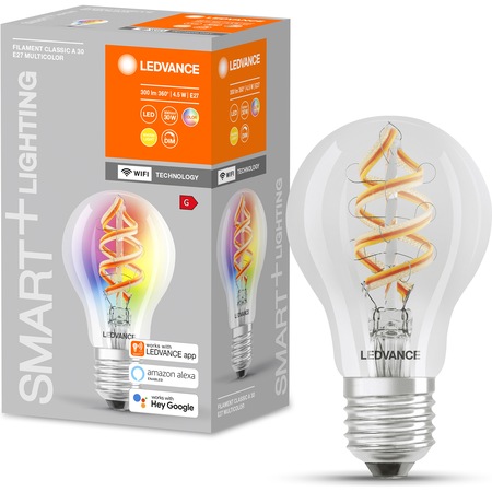 Интелигентна LED RGBW крушка LEDVANCE SMART+ Filament Classic, Димиране ...