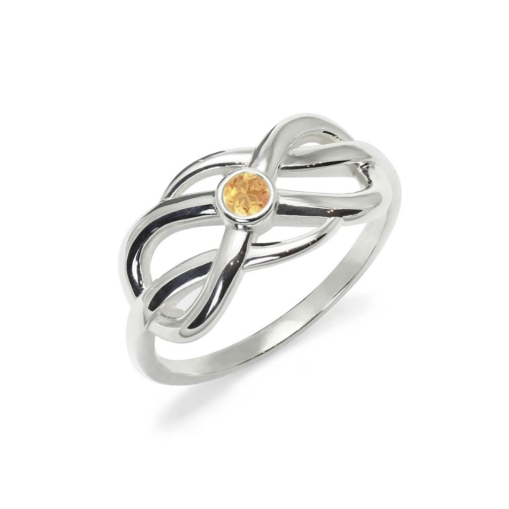 Inel din argint cu citrin, Infinity double, Argintiu - eMAG.ro