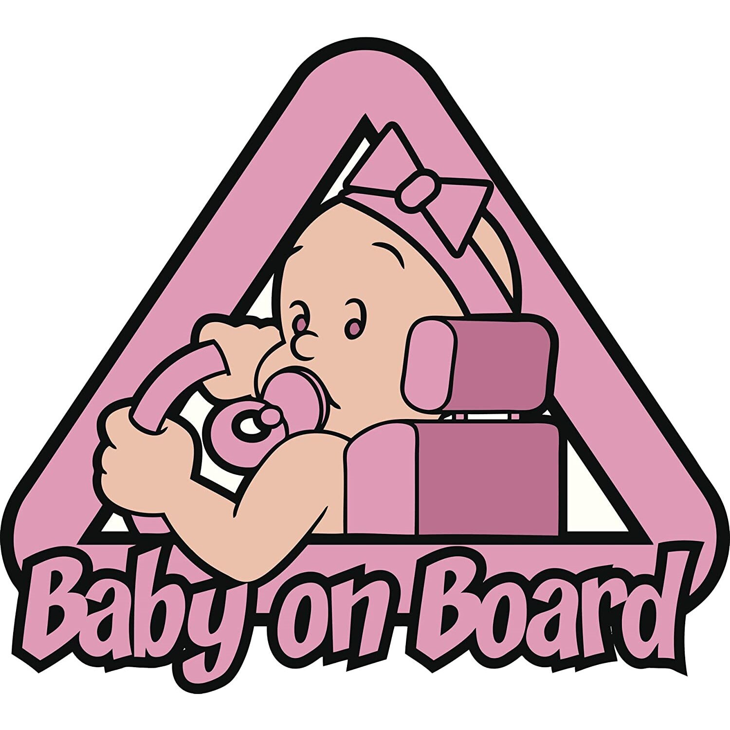 Sticker auto reflectorizant fetita cu fundita Baby On Board 20x20 cm ...