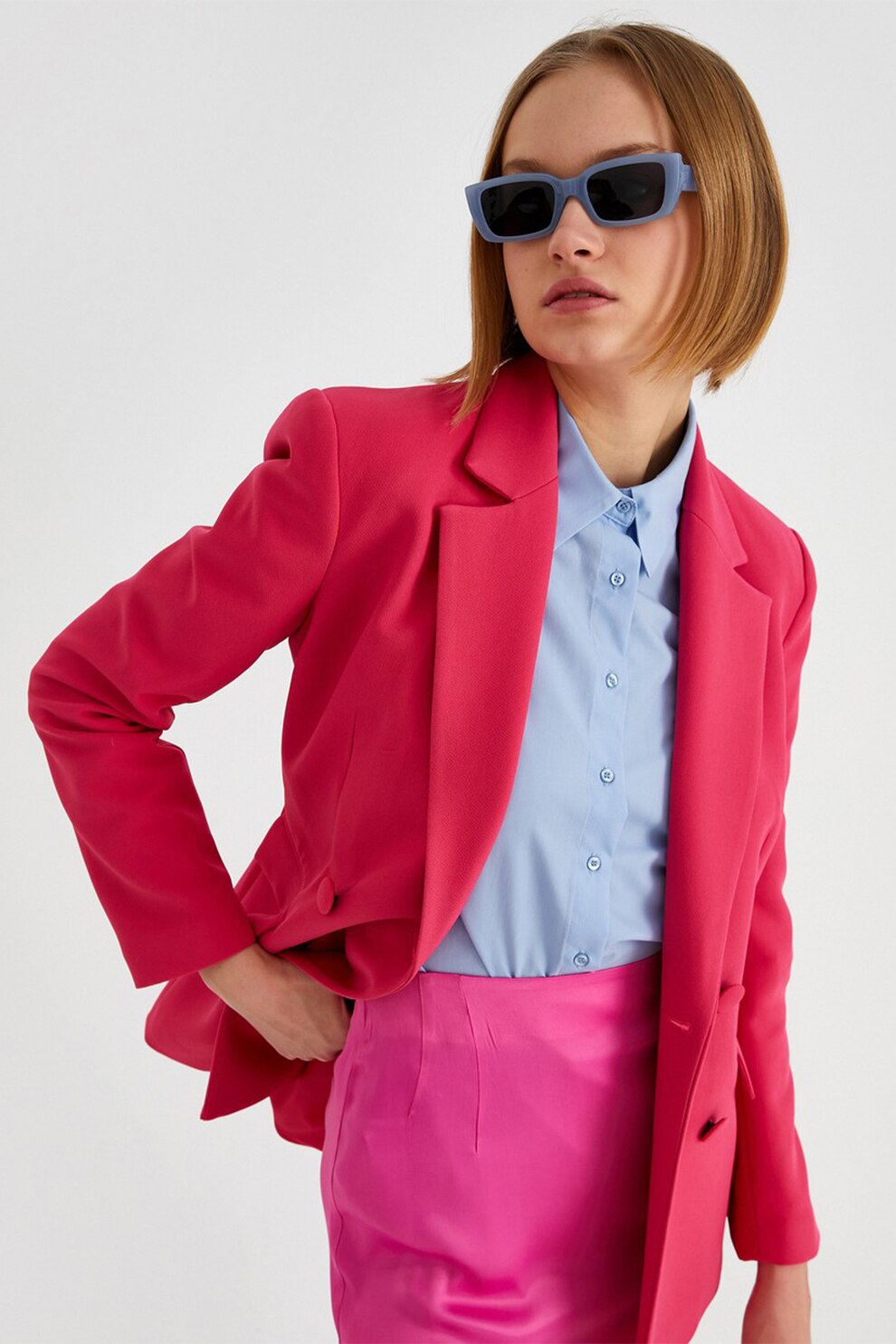 KOTON, Fusta mini cu talie inalta, Roz, 36 - eMAG.ro