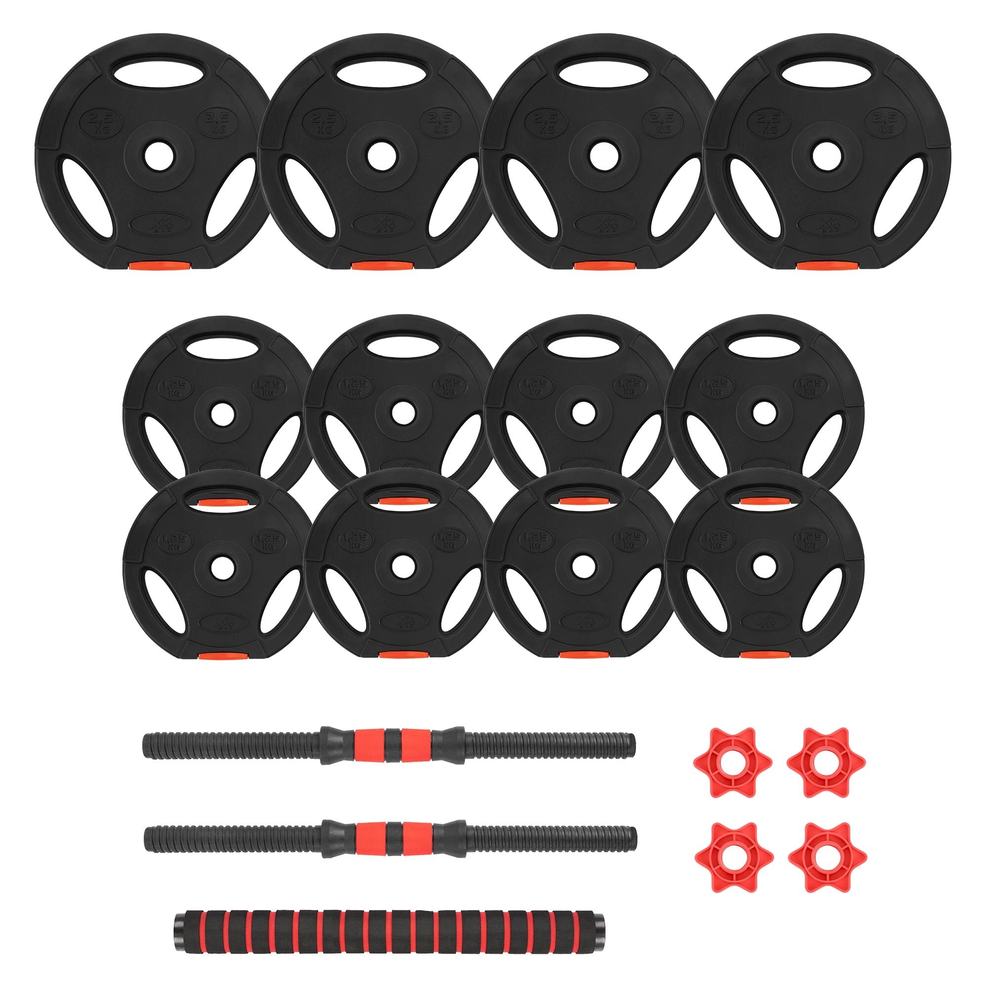Set gantere 12 discuri si bara de extensie, ECD Germany, PVC/cauciuc ...