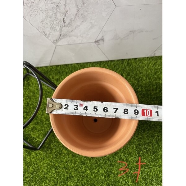 Mini ghiveci decorativ pictat, din ceramica, cu suport metalic, pentru ...