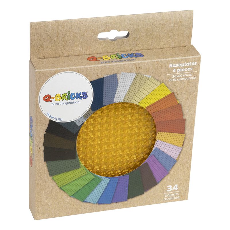 Set 4 placi de constructie Q-Bricks, 20X20, Galben transparent - eMAG.ro