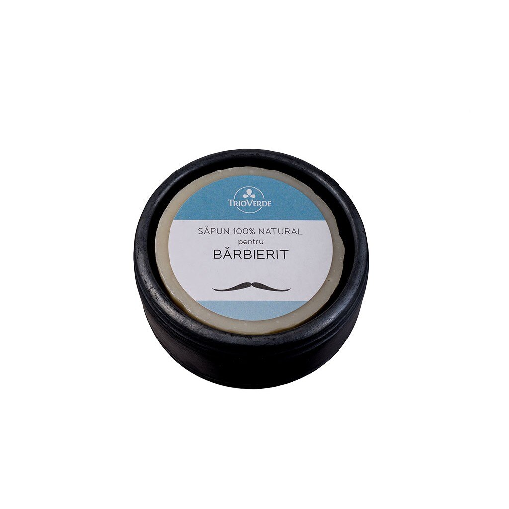 Sapun 100% natural pentru Barbierit in savoniera ceramica Trio Verde ...