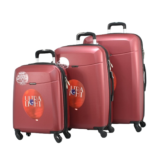 Set 3 trolere, Perfect line, cu expander, ABS diverse marimi, Bordeaux ...