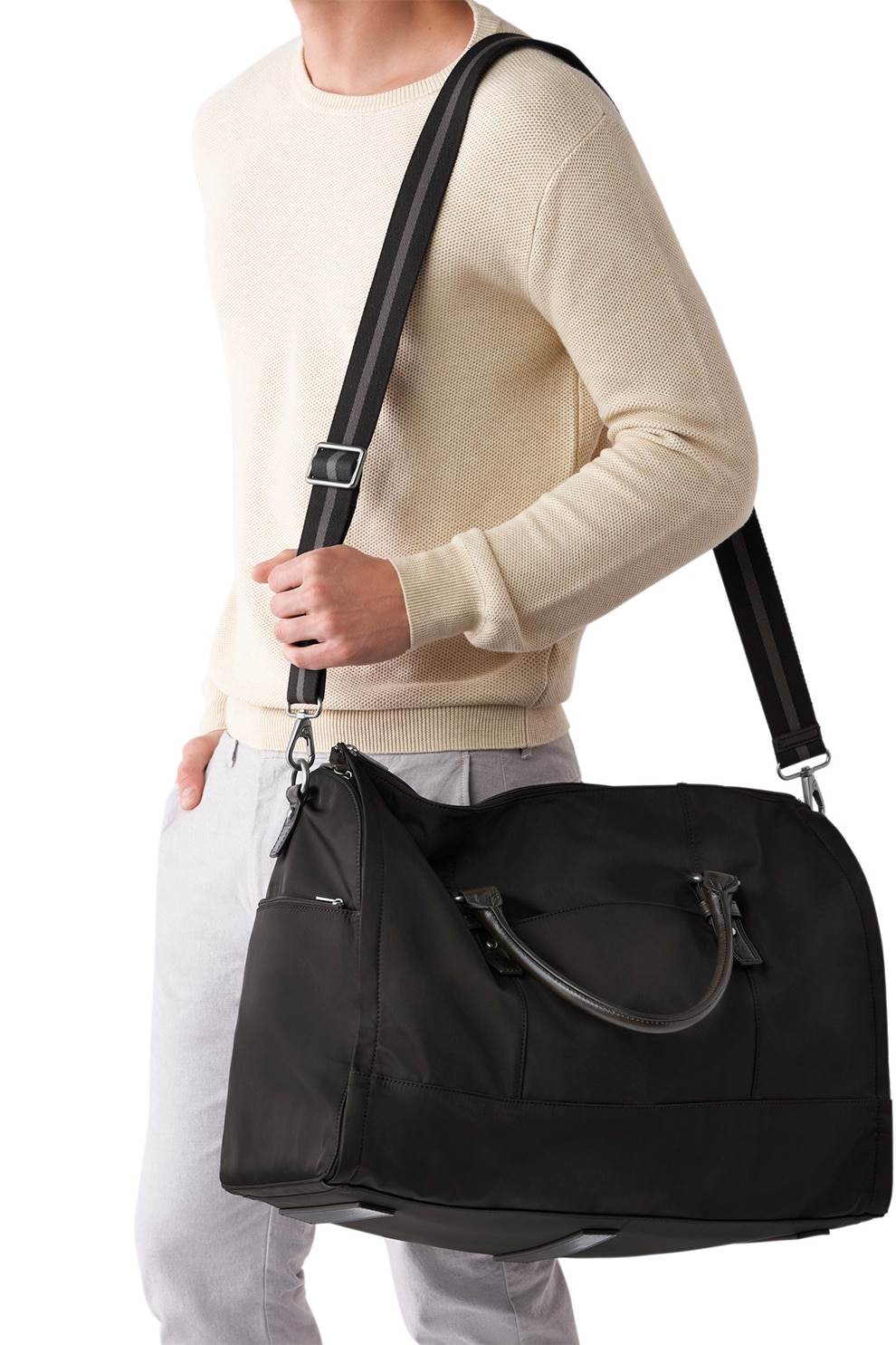 Fossil, Geanta duffle cu detaliu logo Dillon, Negru - eMAG.ro