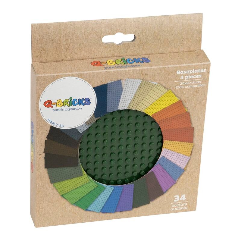 Set 4 placi de constructie Q-Bricks, 20X20, Verde inchis - eMAG.ro