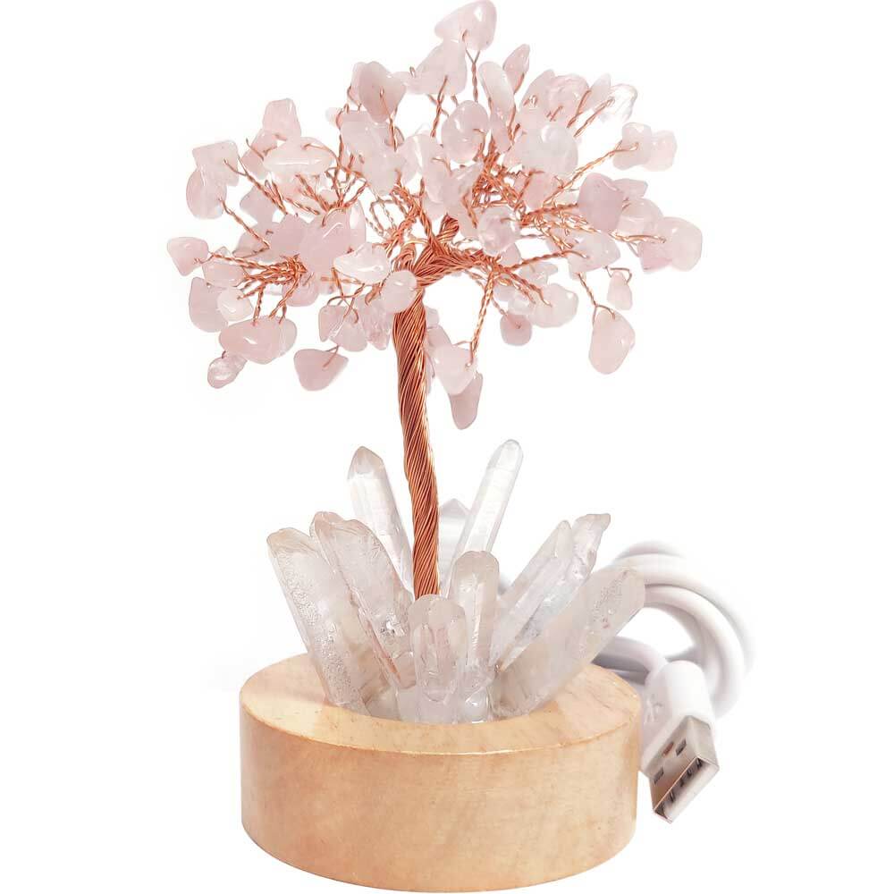 Copacel Cuart Roz cu lumina, pietre semipretioase pentru noroc in ...