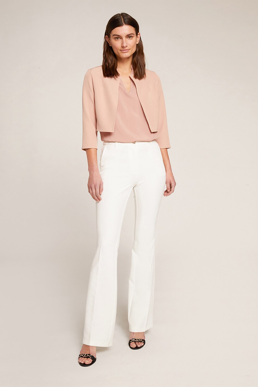 Motivi, Sacou crop cu maneci 3/4, Roz somon, 44 - eMAG.ro