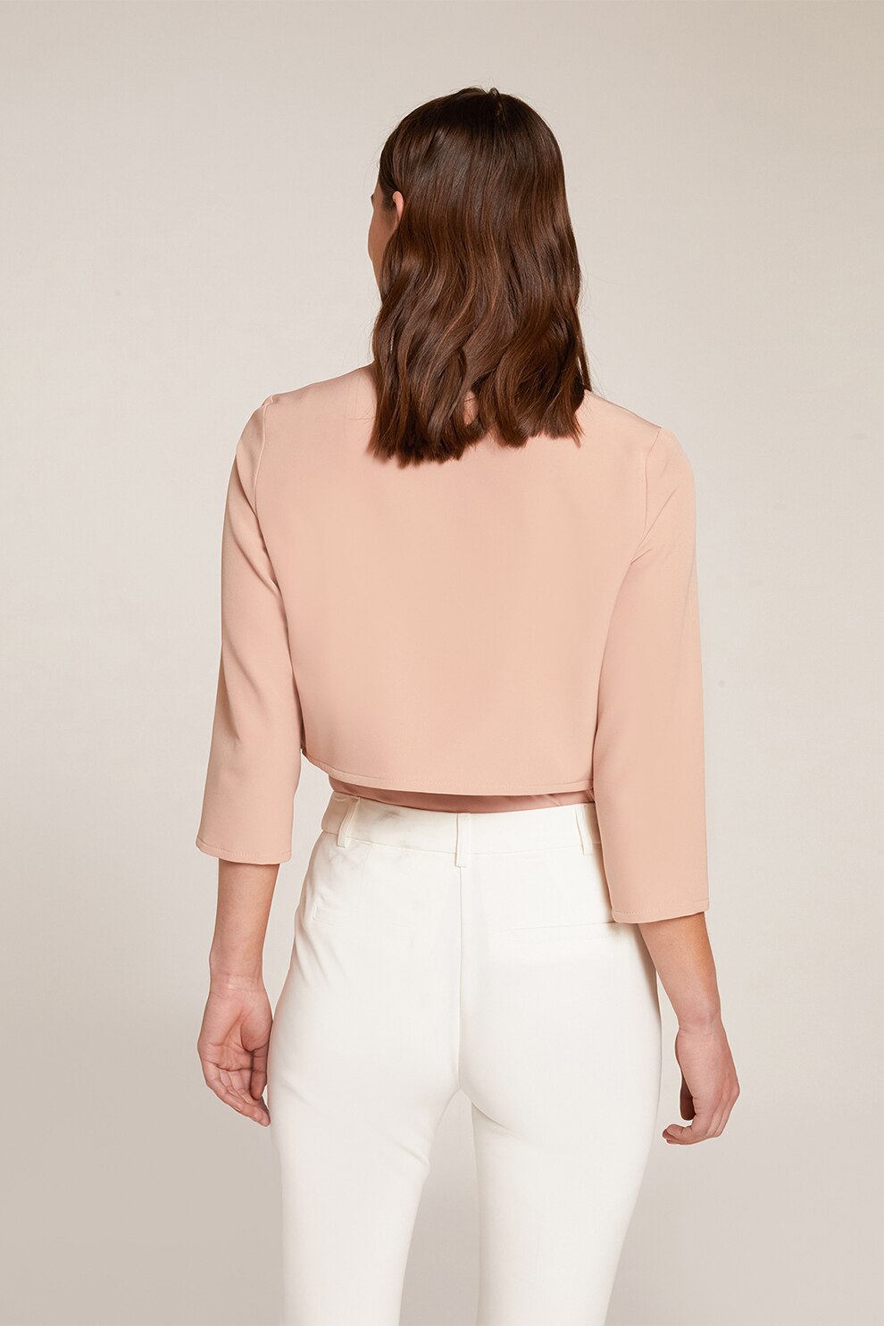 Motivi, Sacou crop cu maneci 3/4, Roz somon, 44 - eMAG.ro