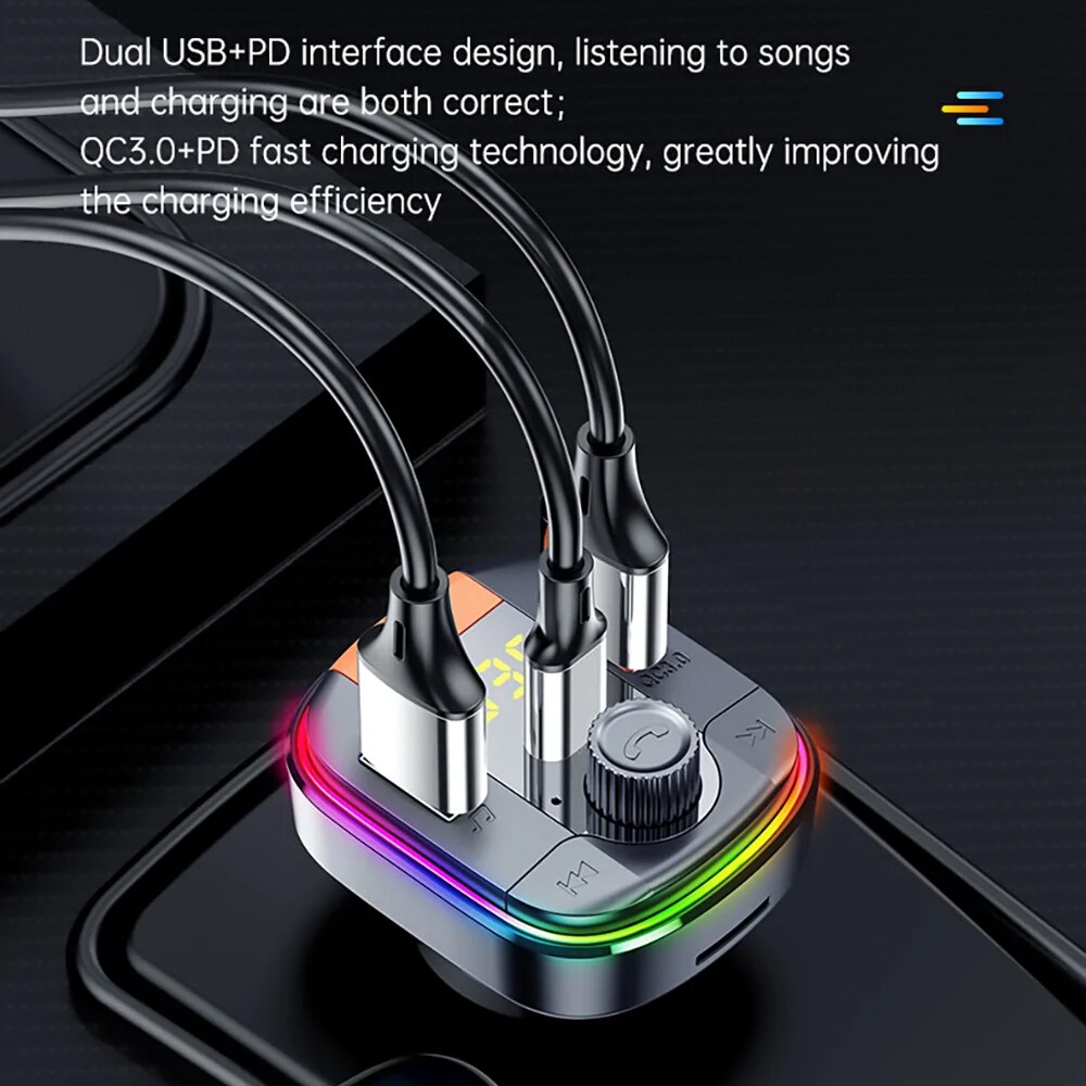 Modulator FM Car kit auto bluetooth, Yesido, 2x USB cu Type-C 20W ...