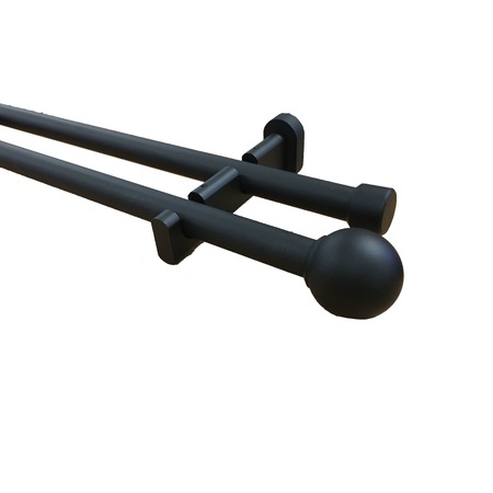 Galerie Dubla Lemn Negru cu bula si buson si suport dublu plat, 200 cm ...