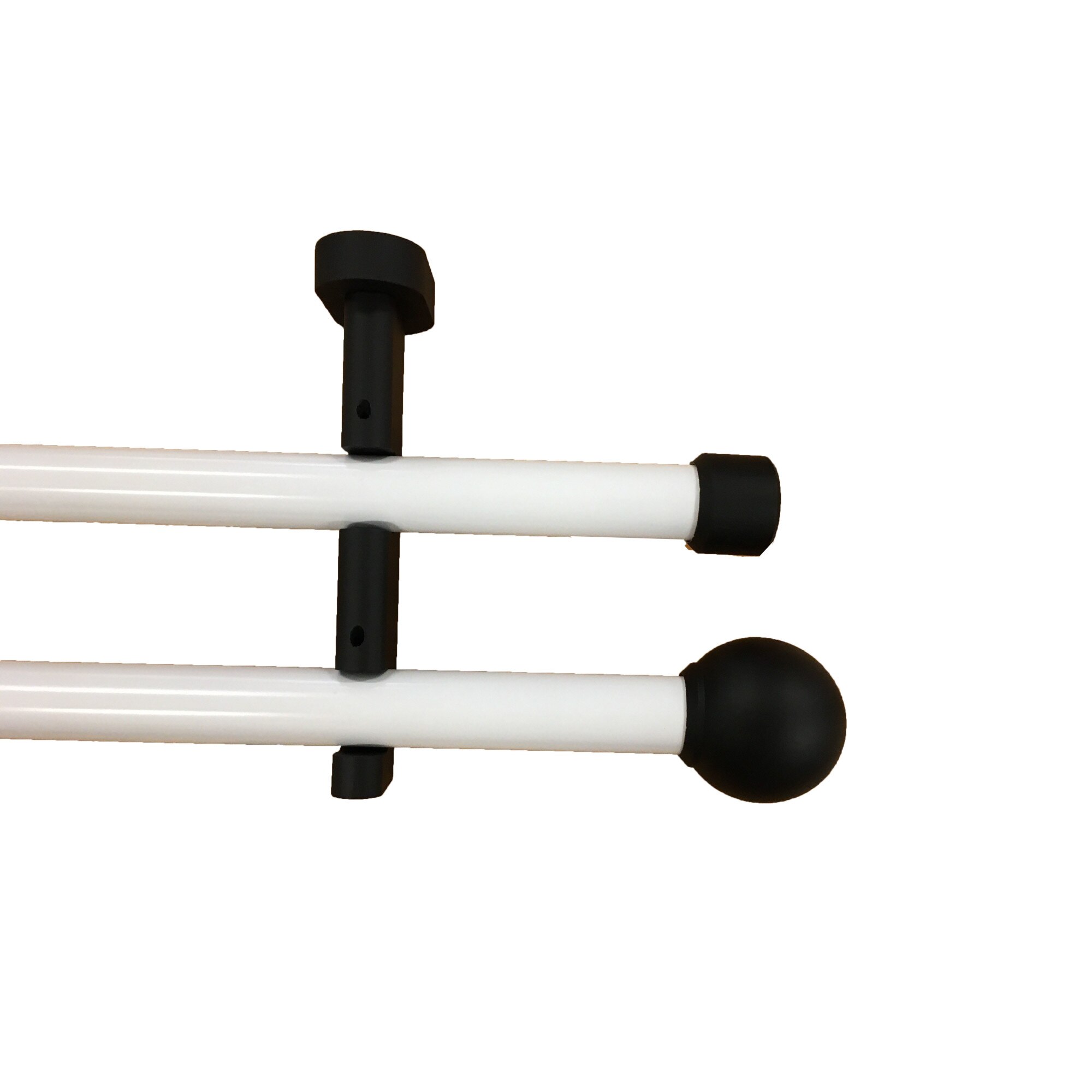 Galerie Dubla Lemn-Metal Alb cu bula si buson Negru si suport dublu ...