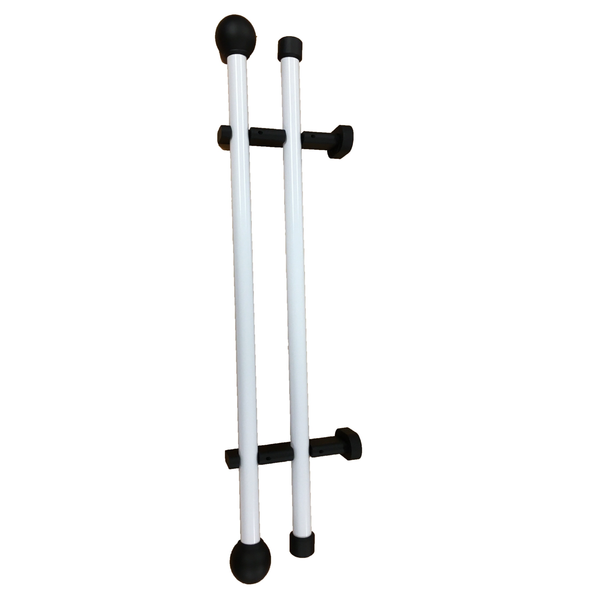 Galerie Dubla Lemn-Metal Alb cu bula si buson Negru si suport dublu ...