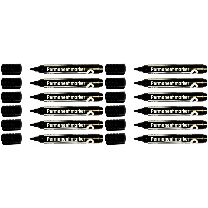 Set 12 markere permanente D.Rect, Varf rotund, Rezistent la apa, Uscare ...