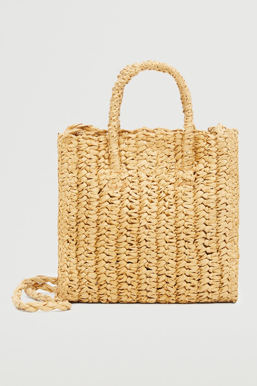 Mango, Geanta crossbody de rafie Fez, Galben pai - eMAG.ro