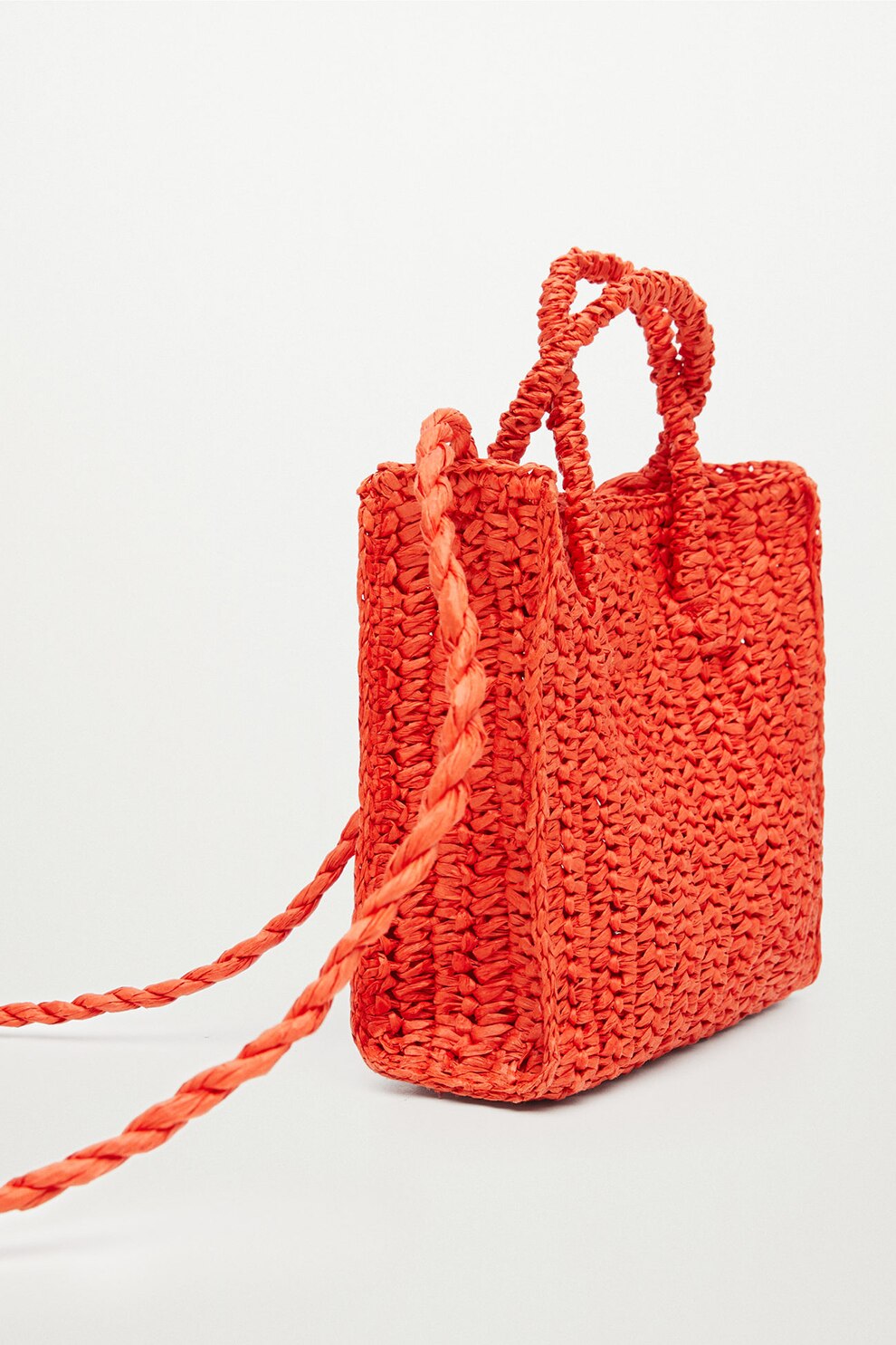 Mango, Geanta crossbody de rafie Fez, Oranj mandarina - eMAG.ro