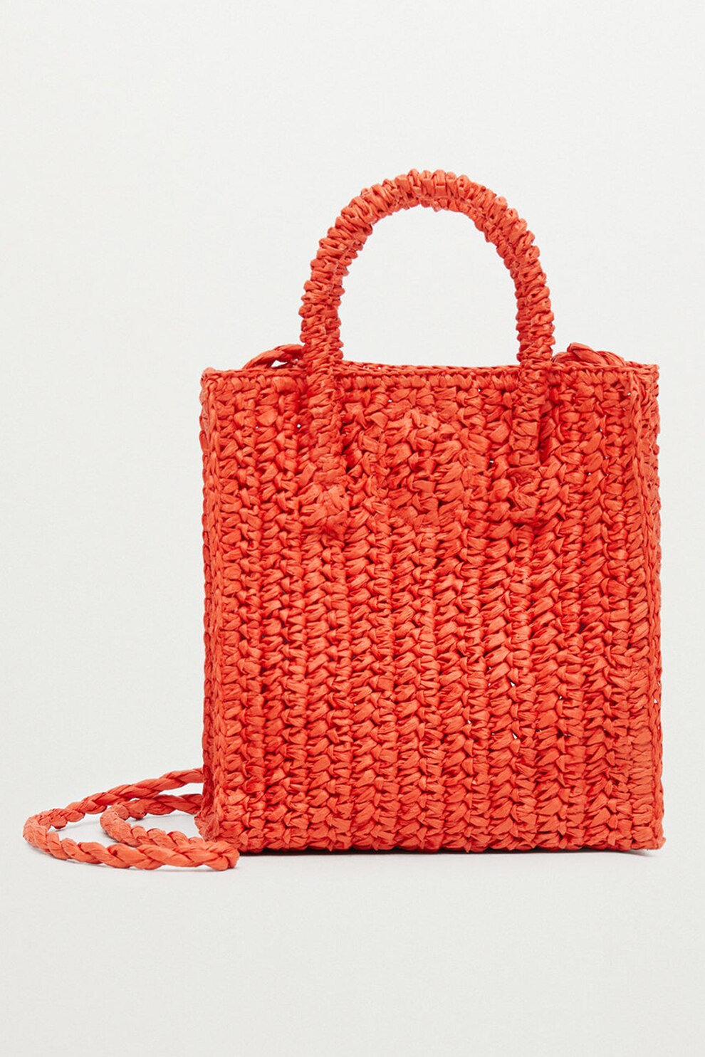 Mango, Geanta crossbody de rafie Fez, Oranj mandarina - eMAG.ro