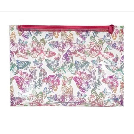 Portfard plic, transparent cu fluturi colorati, 22 x 15 cm - eMAG.ro