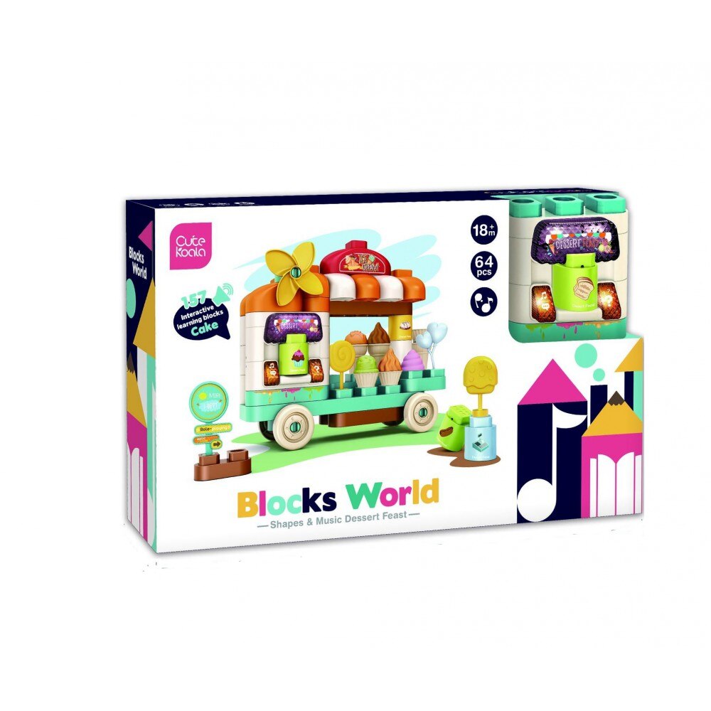 Carucior de inghetata pe roti, din blocuri lego, interactiv, cu sunete ...