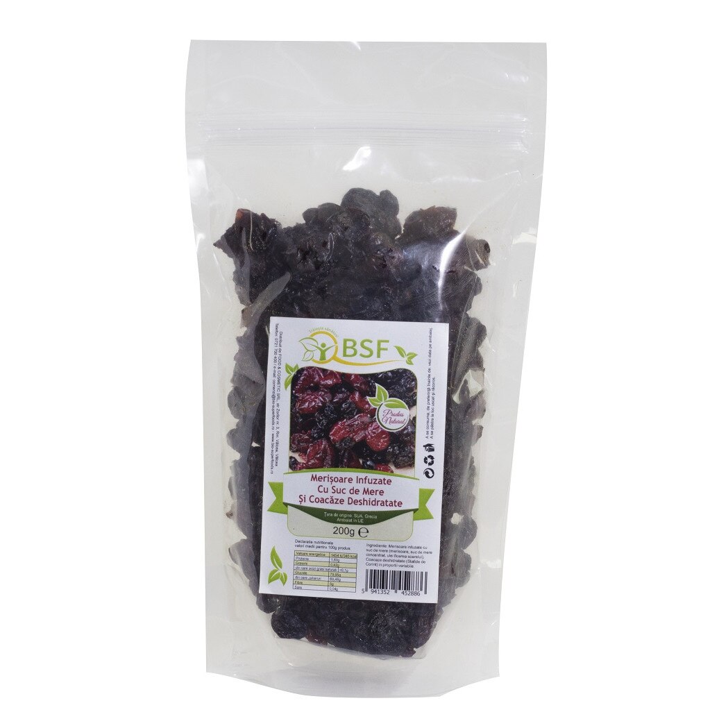 Merisoare infuzate cu suc mere si stafide de corint deshidratate 200g ...