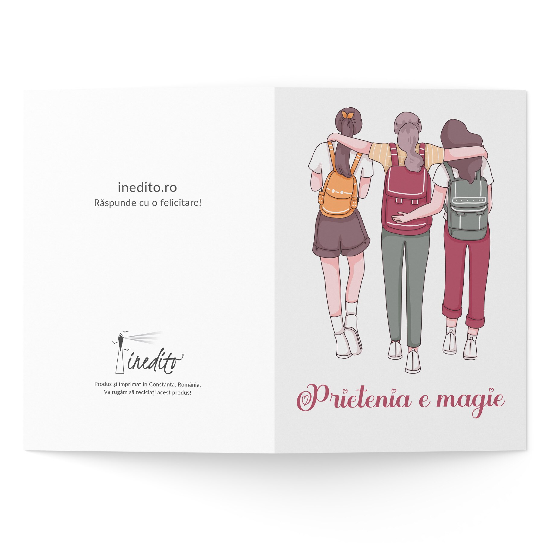 Поздравителна картичка с плик висококачествена текстурирана хартия Приятелството е магия