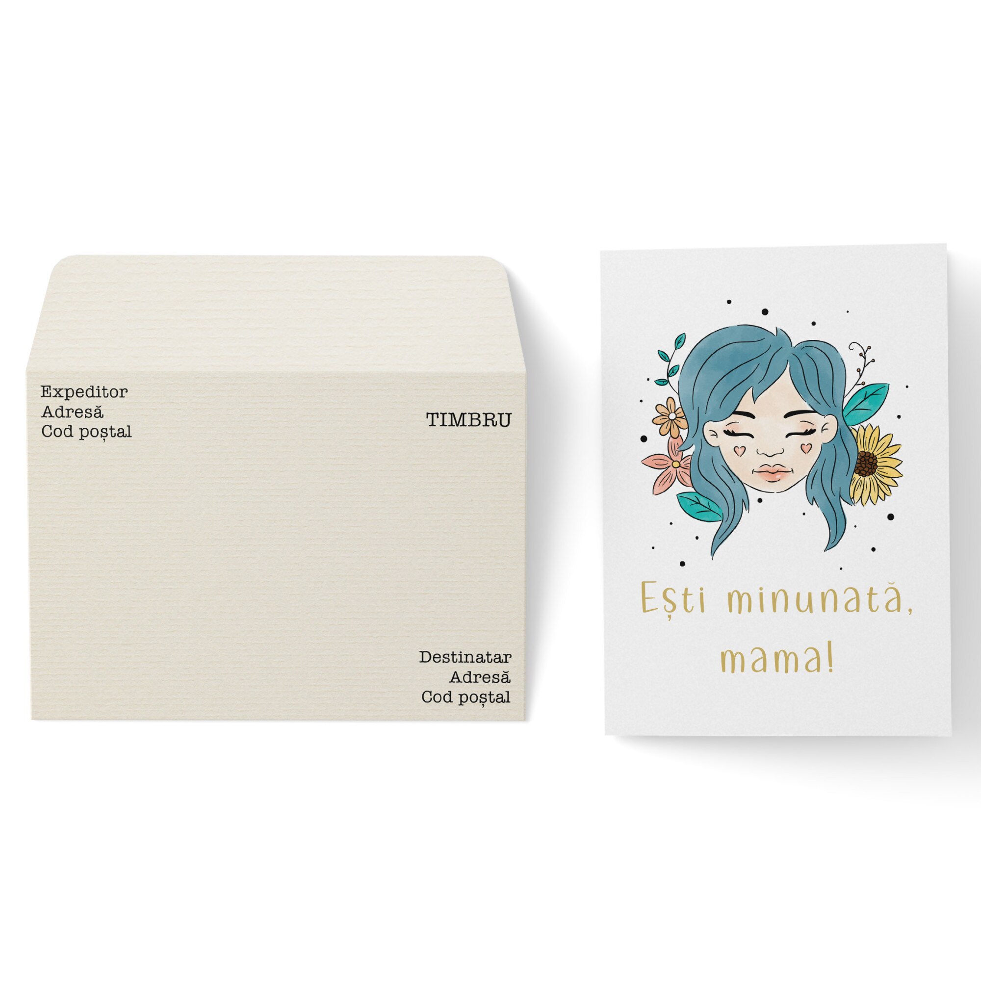 Felicitare cu plic, hartie texturata premium - Esti minunata, mama ...