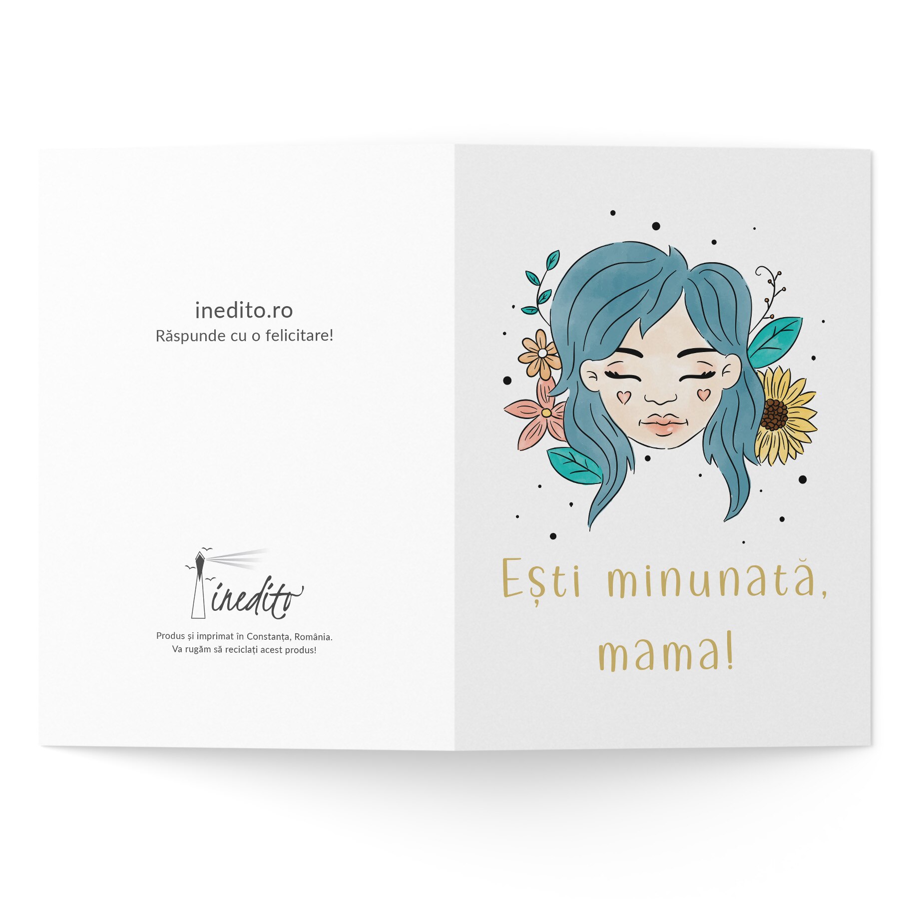 Felicitare cu plic, hartie texturata premium - Esti minunata, mama ...