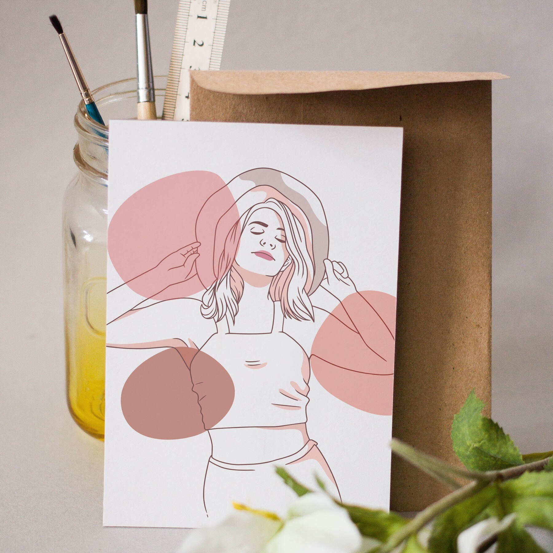 100 рециклирана поздравителна картичка с плик висококачествена текстурирана хартия Жена 2