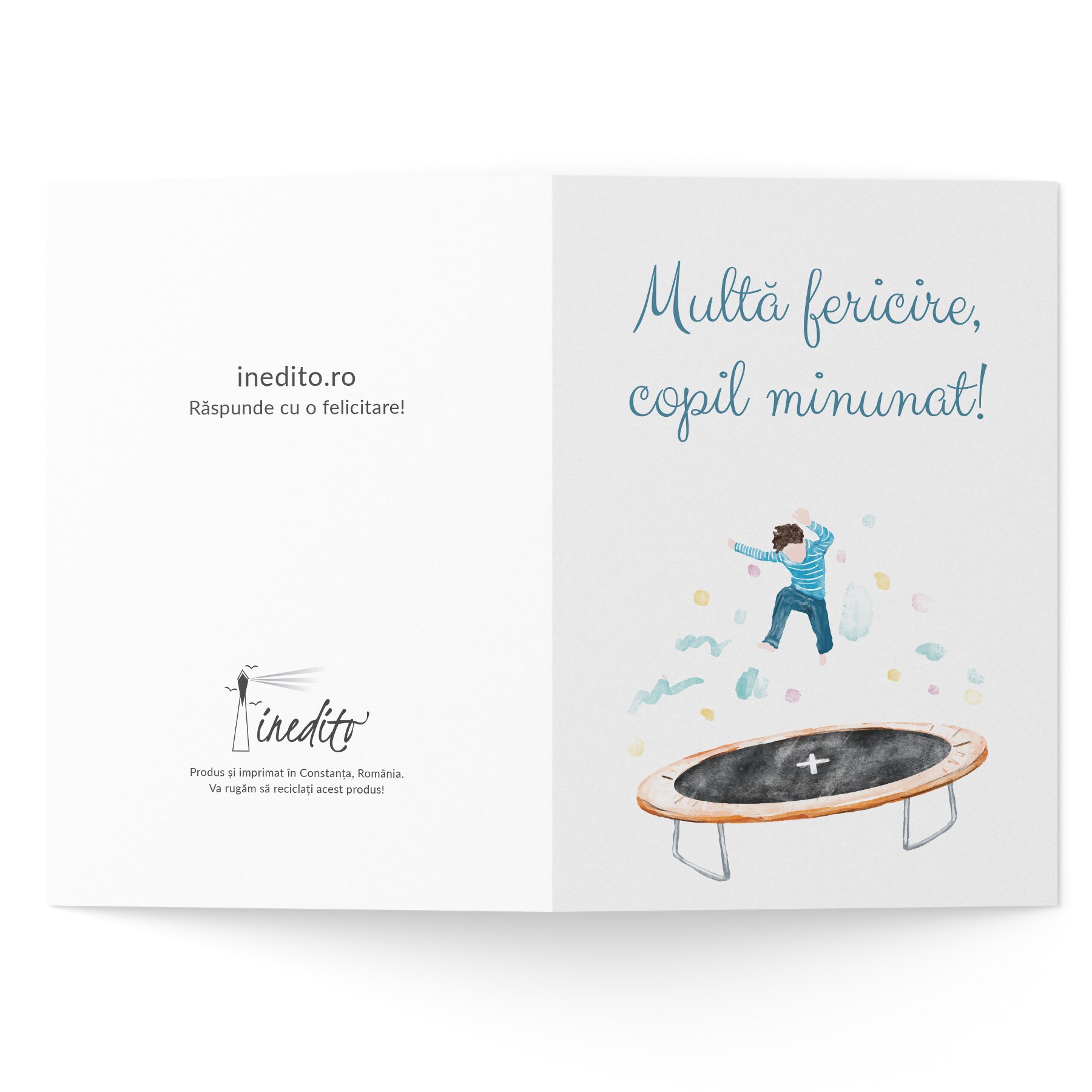 Felicitare 100% reciclata cu plic, hartie texturata premium - cu copil ...