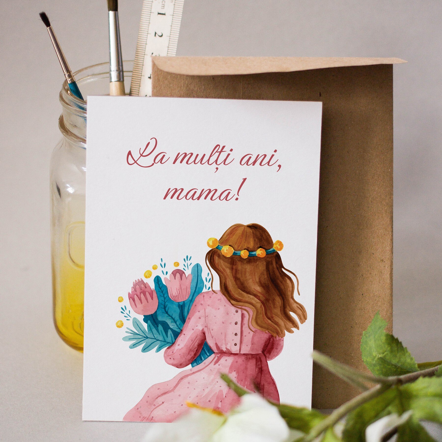 Felicitare cu plic, hartie texturata premium - pentru mama - eMAG.ro